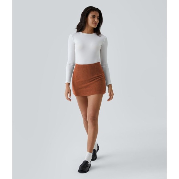 HALARA | Skirts | Halara Rust Corduroy Mini Skirt Aline Casual Short ...